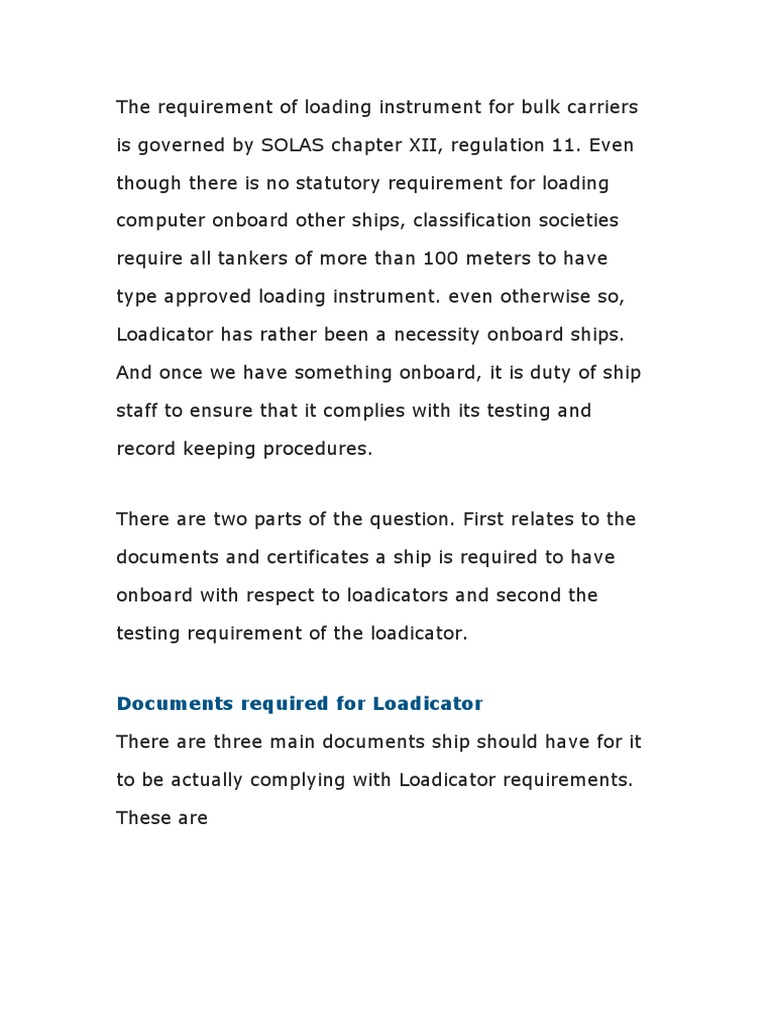Compliance With Loadicator Testing and Its Records | PDF | Ships ...