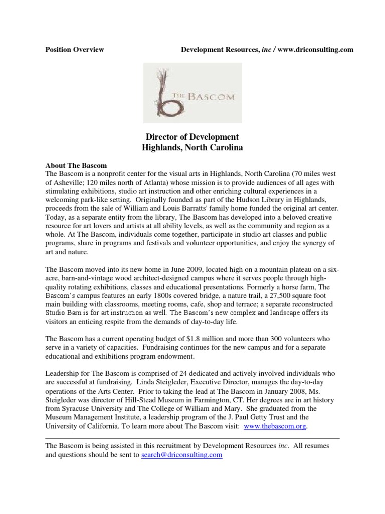 Bascom Position Overview 2010 Final | PDF | Fundraising | Society