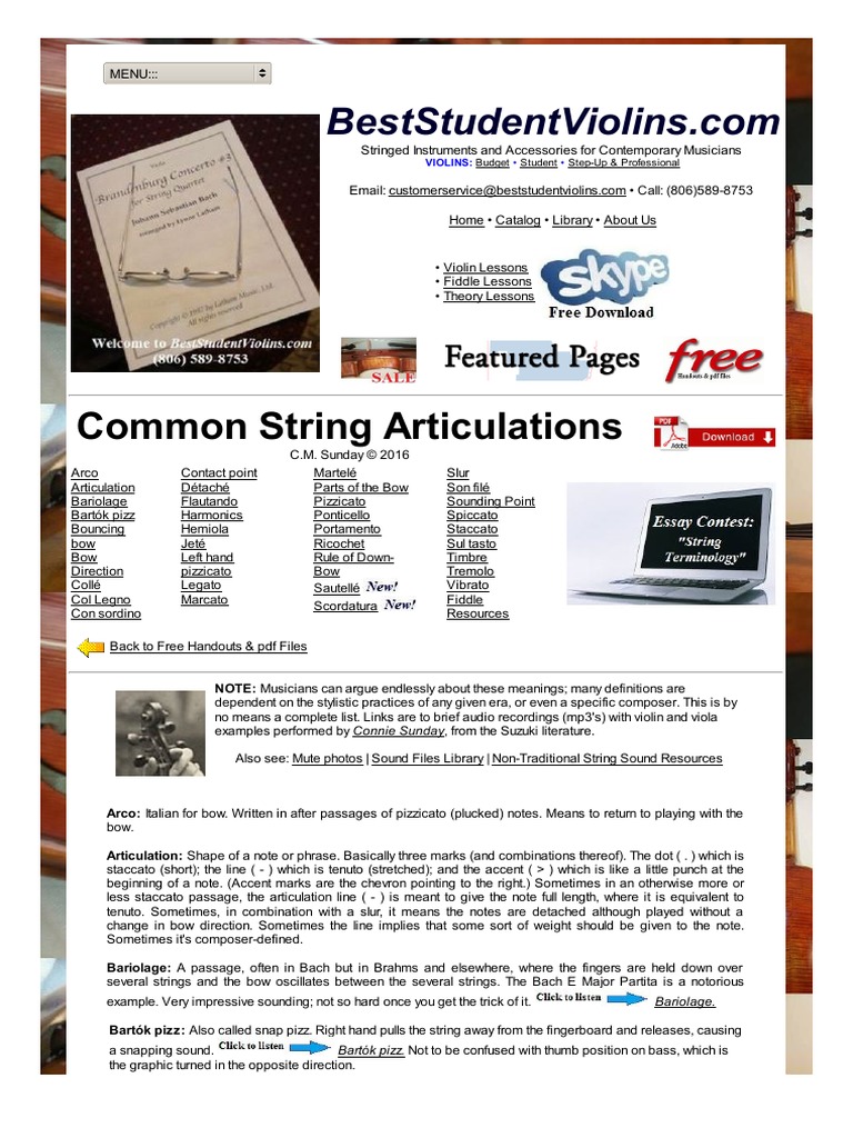 Common String Articulation Terms | PDF | Violin | String Instruments