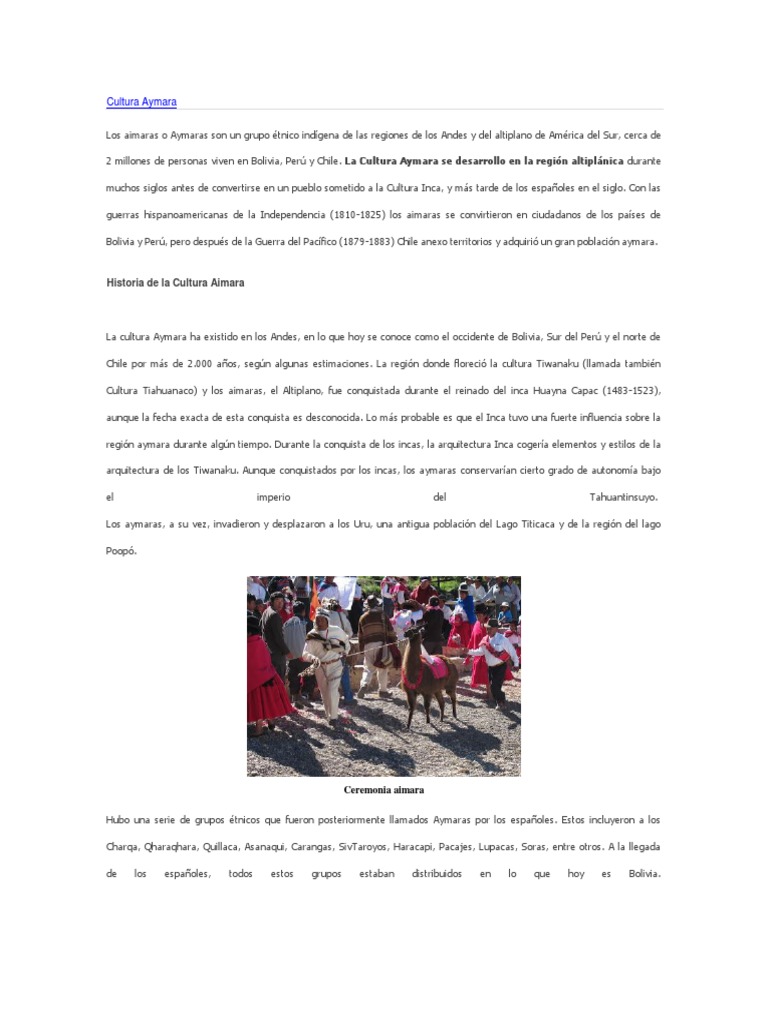 Cultura Aymara | PDF | Bolivia | Imperio Inca