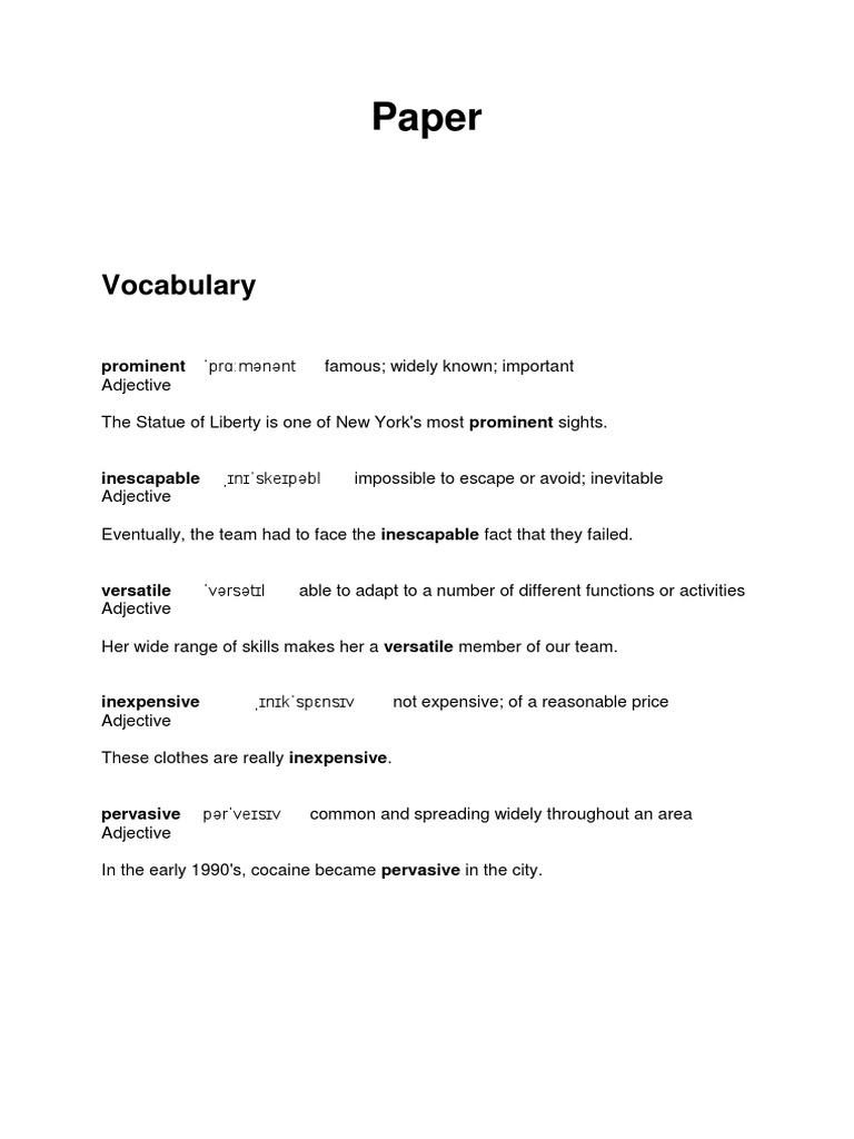 Paper: Vocabulary | PDF | Paper | Cognition