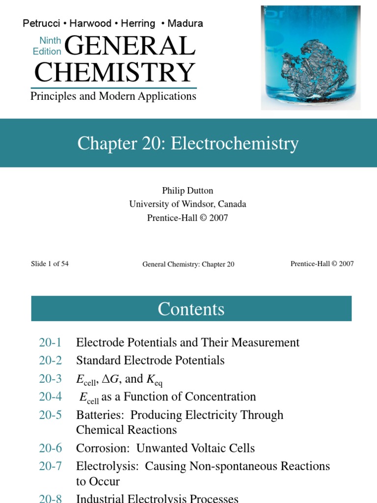 Chemistry General: Chapter 20: Electrochemistry | PDF ...