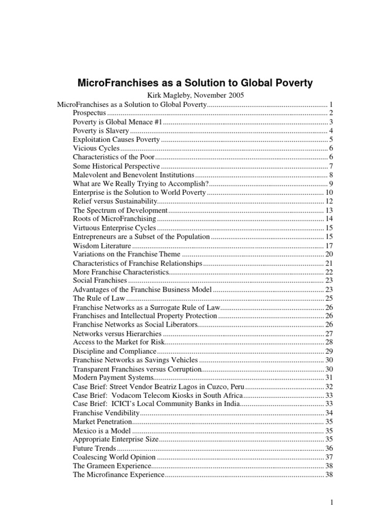 Global Poverty - Micro Franchising As Solution - Magleby | PDF | Aids ...