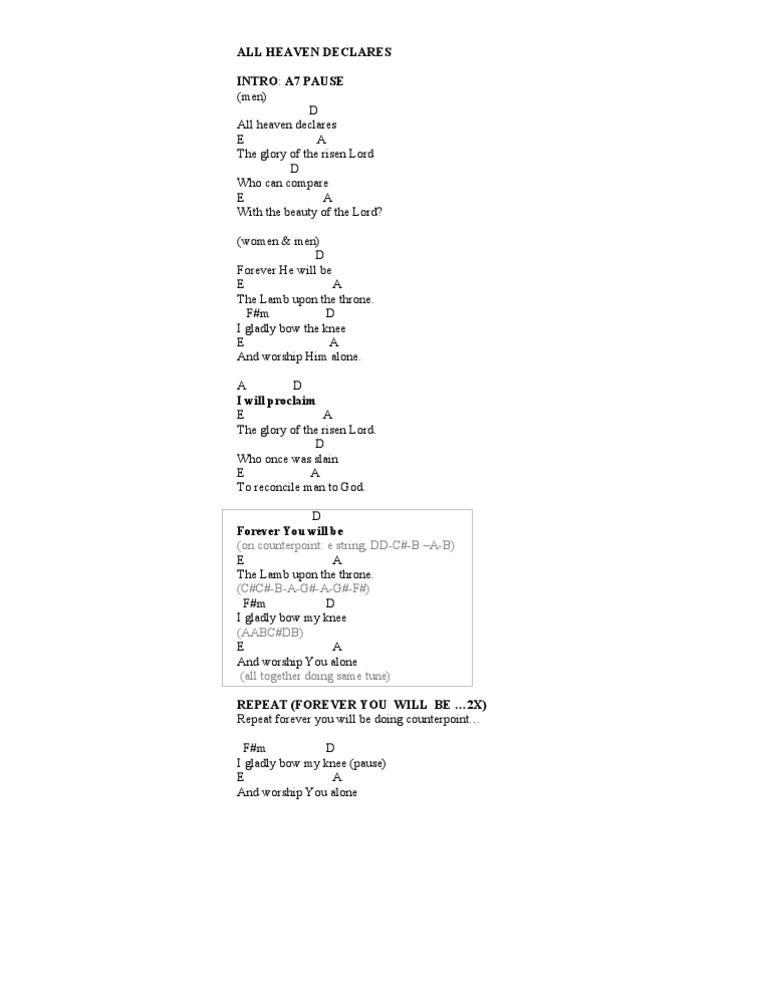 All Heaven Declares | PDF