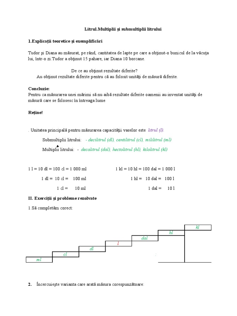 39 Leti Ia Litrul - Multiplii I Submultiplii Litrului PDF | PDF