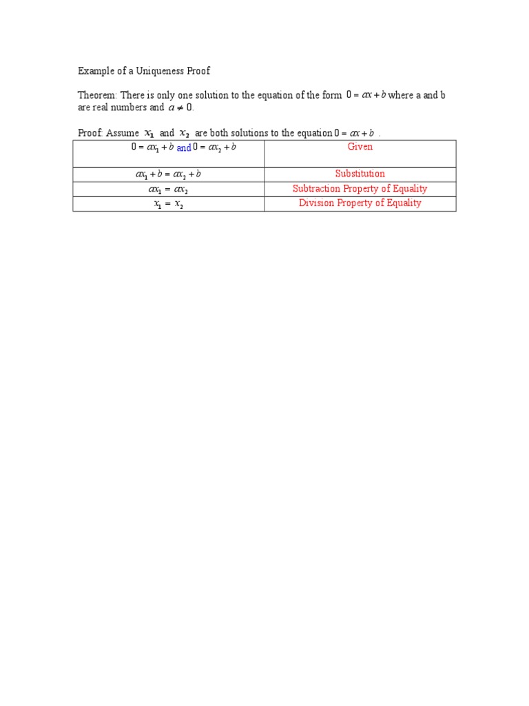 Uniqueness Proof for Linear Equation | PDF