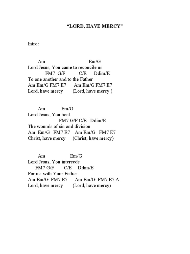 Lord, Have Mercy Lyrics and Chords | PDF