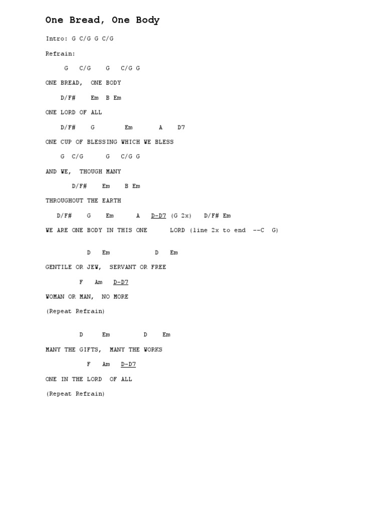 One Bread, One Body Lyrics | PDF