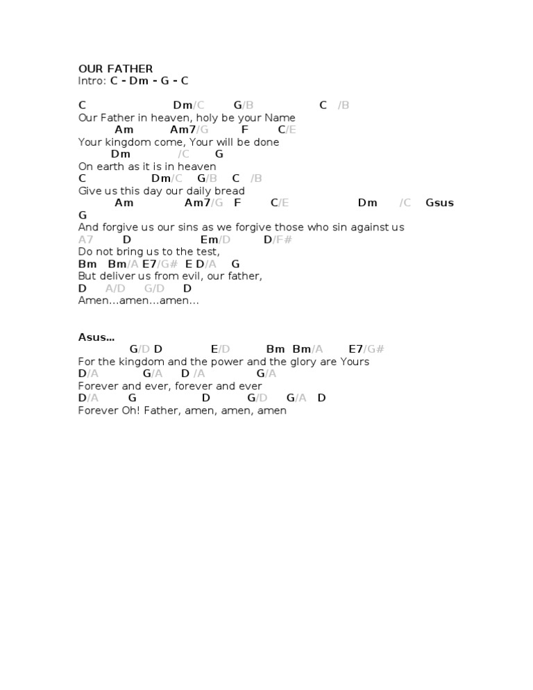 Our Father Prayer Lyrics and Chords | PDF