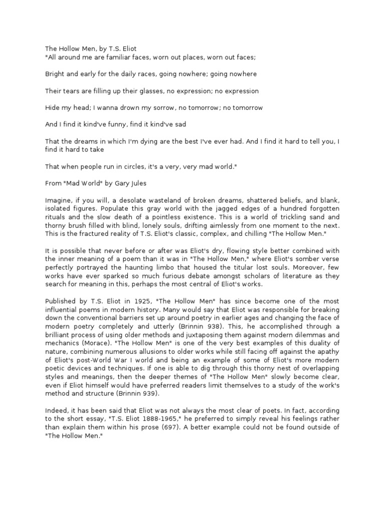 The Hollow Men | T. S. Eliot | Poetry