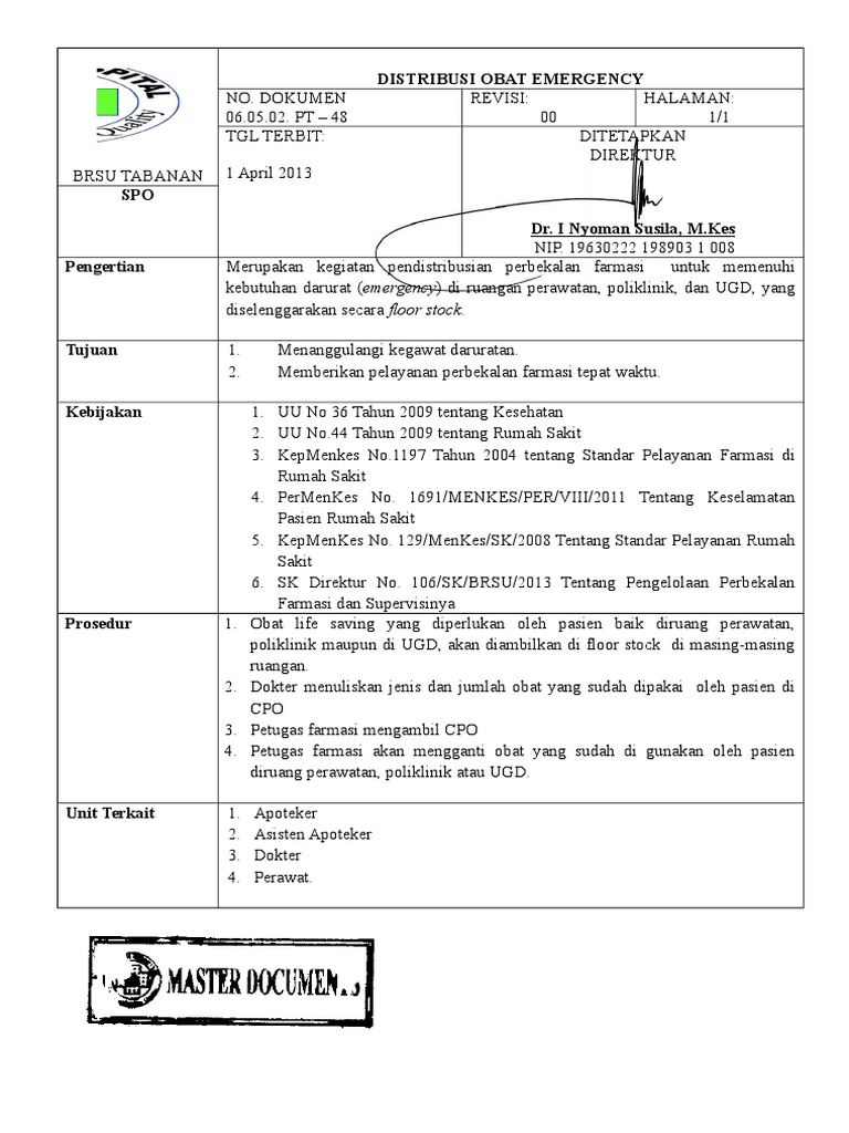 Protap Distribusi Obat Emergency | PDF