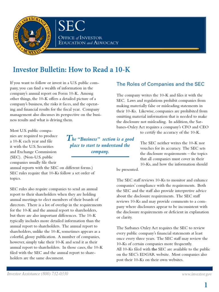 How To Read A 10K PDF | PDF | Form 10 K | Financial Statement