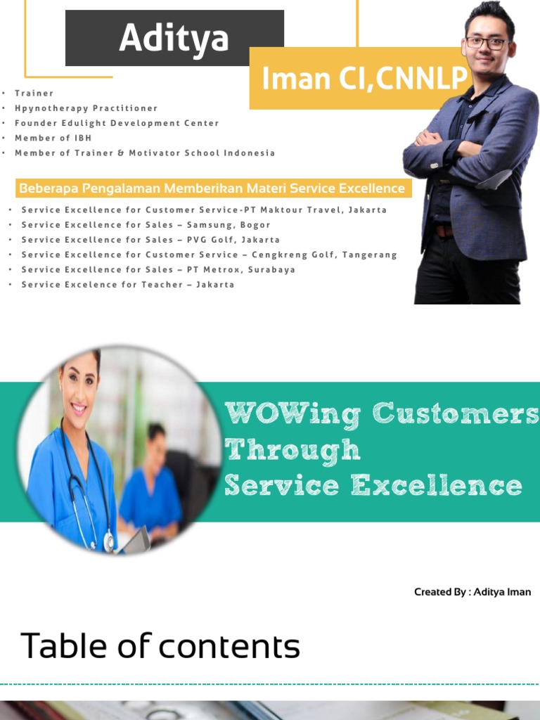 Materi Service Excellence oleh Aditya Iman | PDF