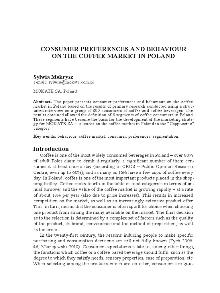Consumer Preferences and Behavior | PDF | Consumer Behaviour | Coffee