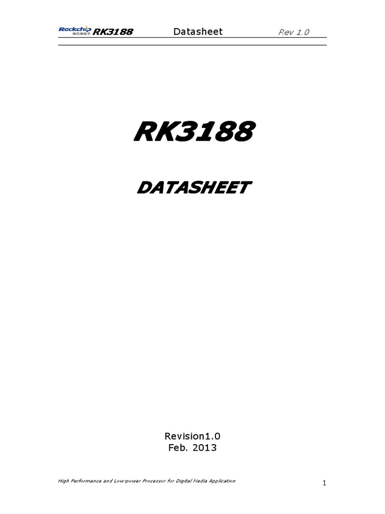 RK3188 Datasheet V1.0 PDF | PDF | Arm Architecture | Flash Memory
