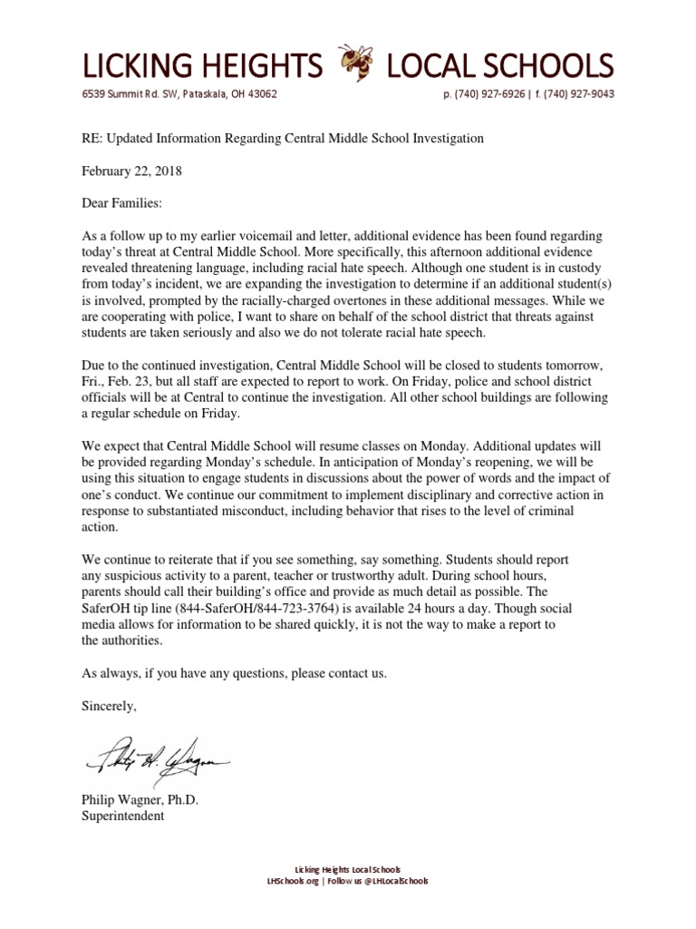 2.22.18 Letter To CMS Parents | PDF