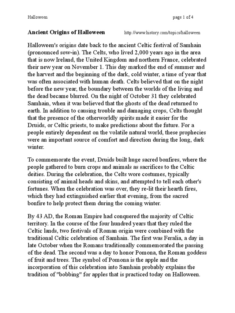 Ancient Origins of Halloween | PDF | Halloween | Traditions