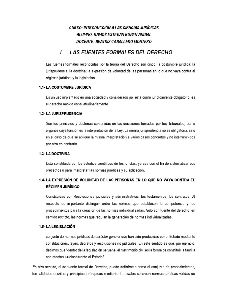 Fuentes Formales Del Derecho | PDF | Constitución | Caso de ley