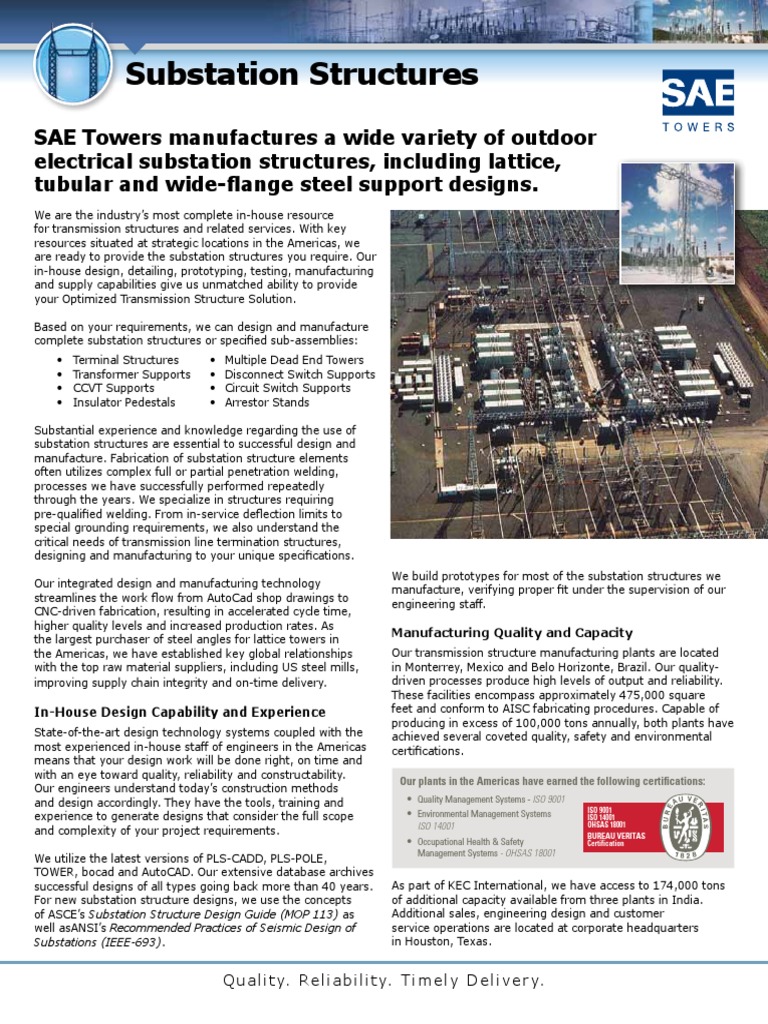Substation Brochure E | PDF | Electrical Substation | Structural Steel