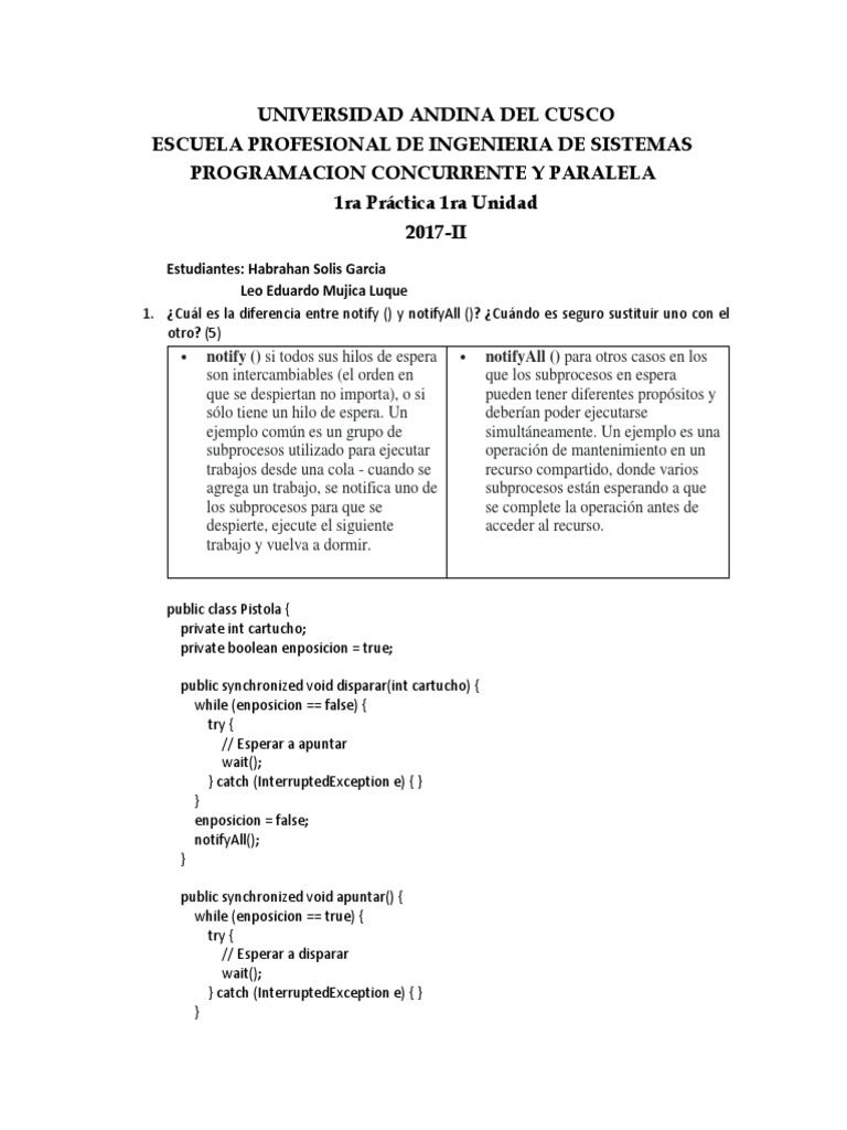 1ra Practica Calificada | PDF | Concurrencia (informática) | Hilo (Computación)