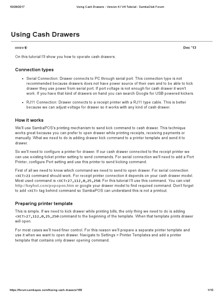 Cash Drawer Setup Guide | PDF | Printer (Computing) | Office Equipment