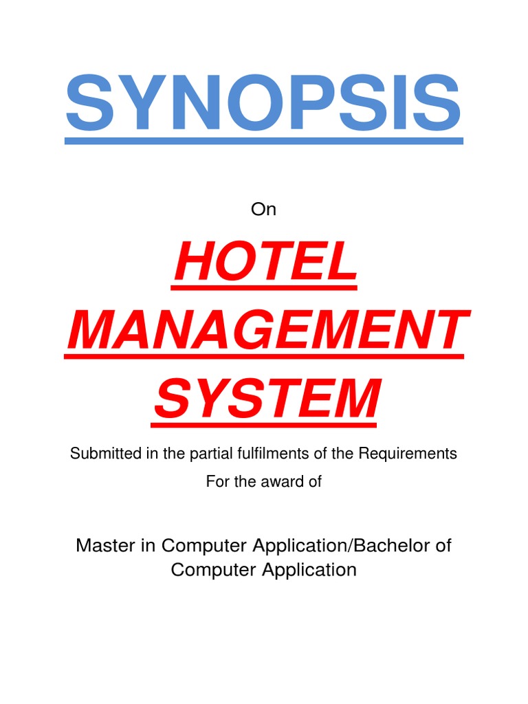 102 Hotel Management System Synopsis | PDF | Visual Basic .Net | Online ...