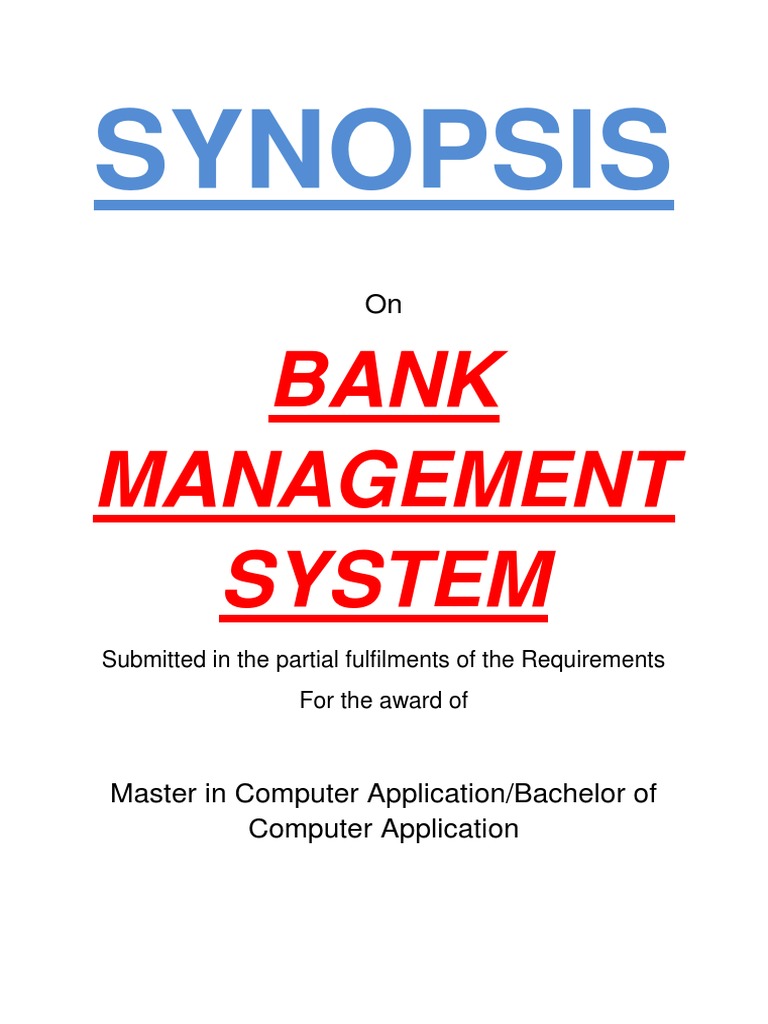 101 Bank Management System Synopsis | PDF | Online And Offline | Banks
