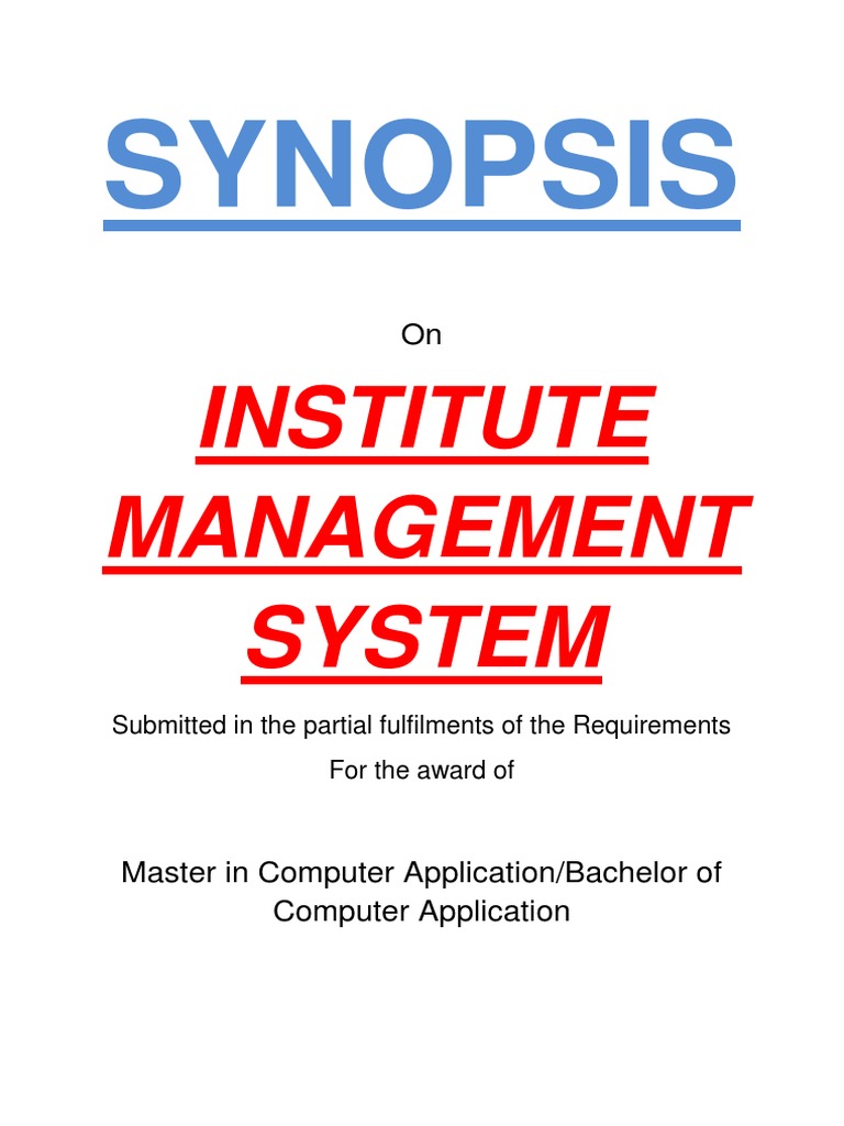 108 Institute Management System Synopsis | PDF | Databases | Computing