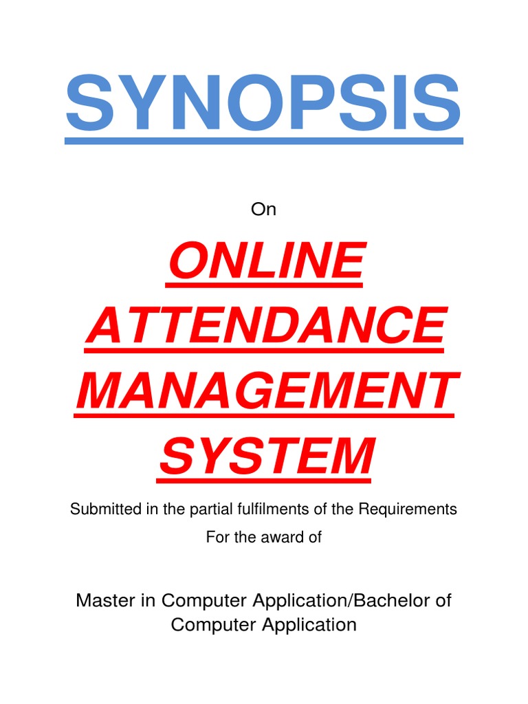 124-Online Attendance System - Synopsis | PDF | Application Software | Areas Of Computer Science