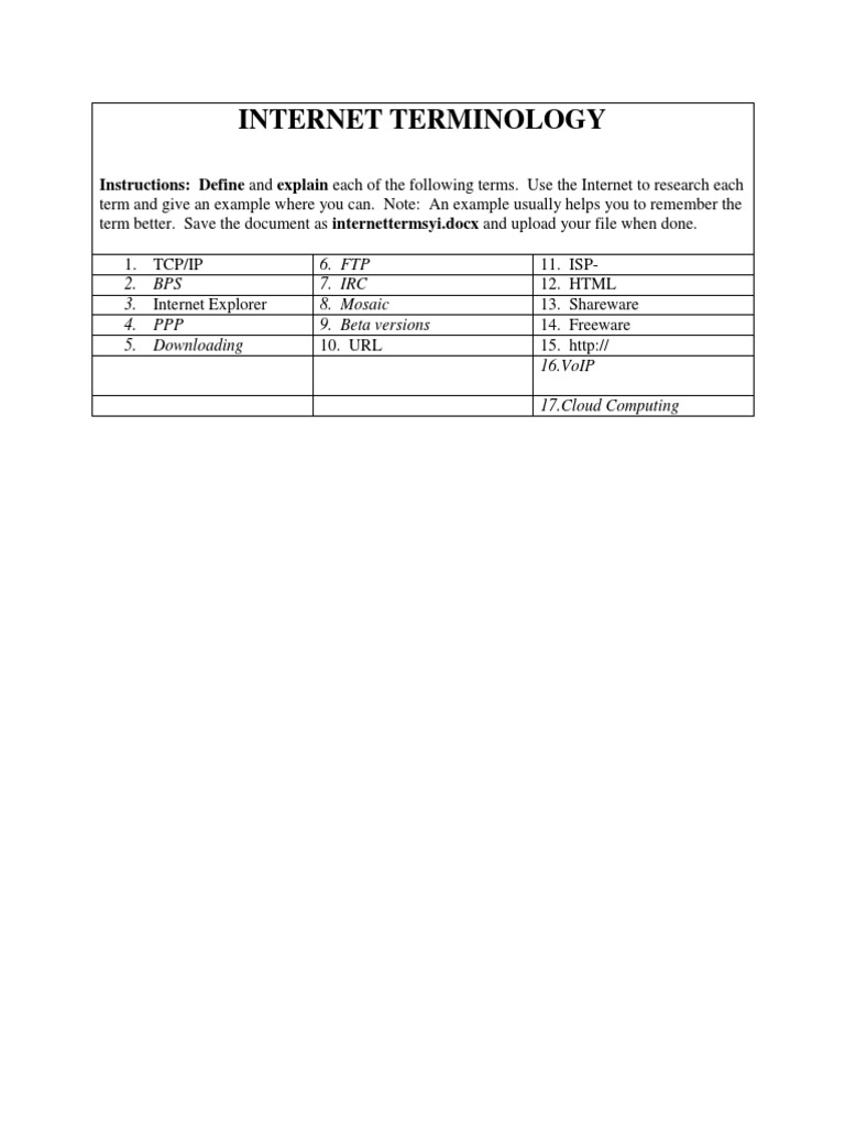 5 Internet Terminology | PDF