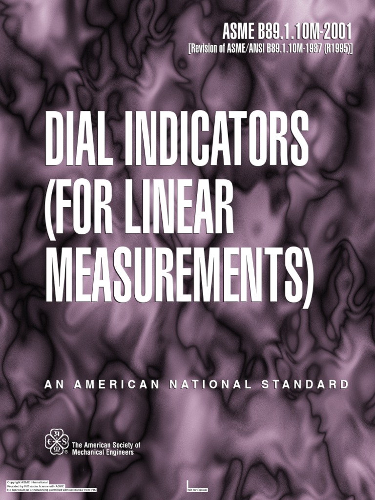 Asme B89.1.10M-2001 - Dial Indicators (For Linier Measurement) PDF | PDF | Uncertainty | Calibration