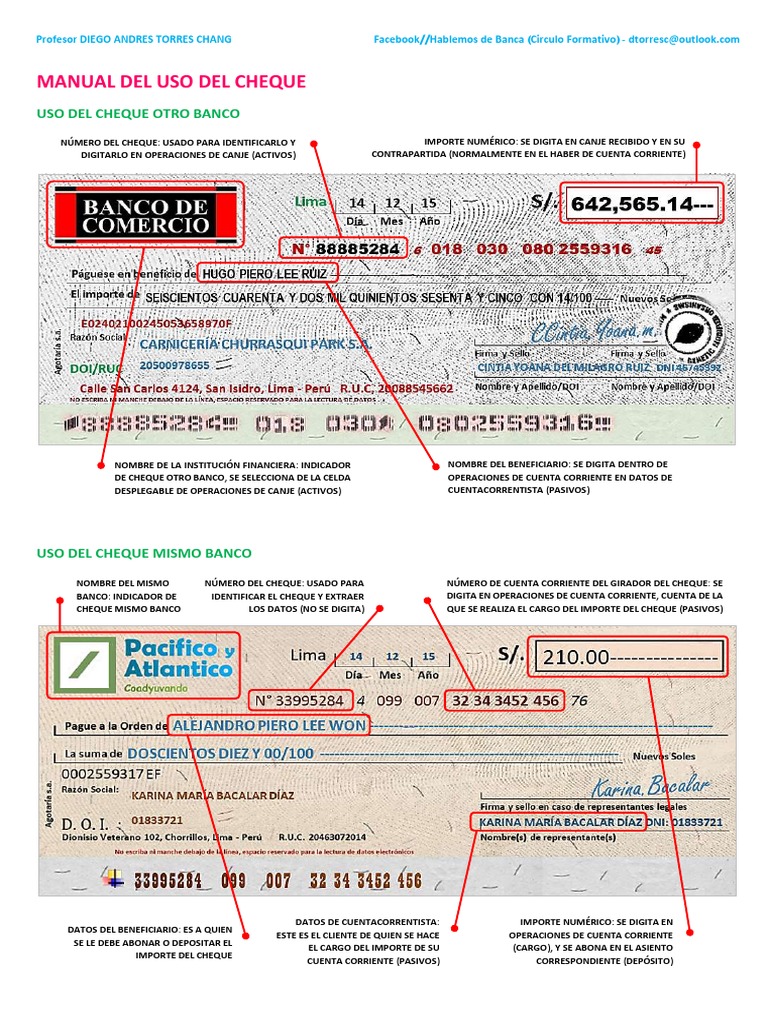 Manual de Uso del Cheque Bancario | PDF | Negocios | Finanzas y dinero