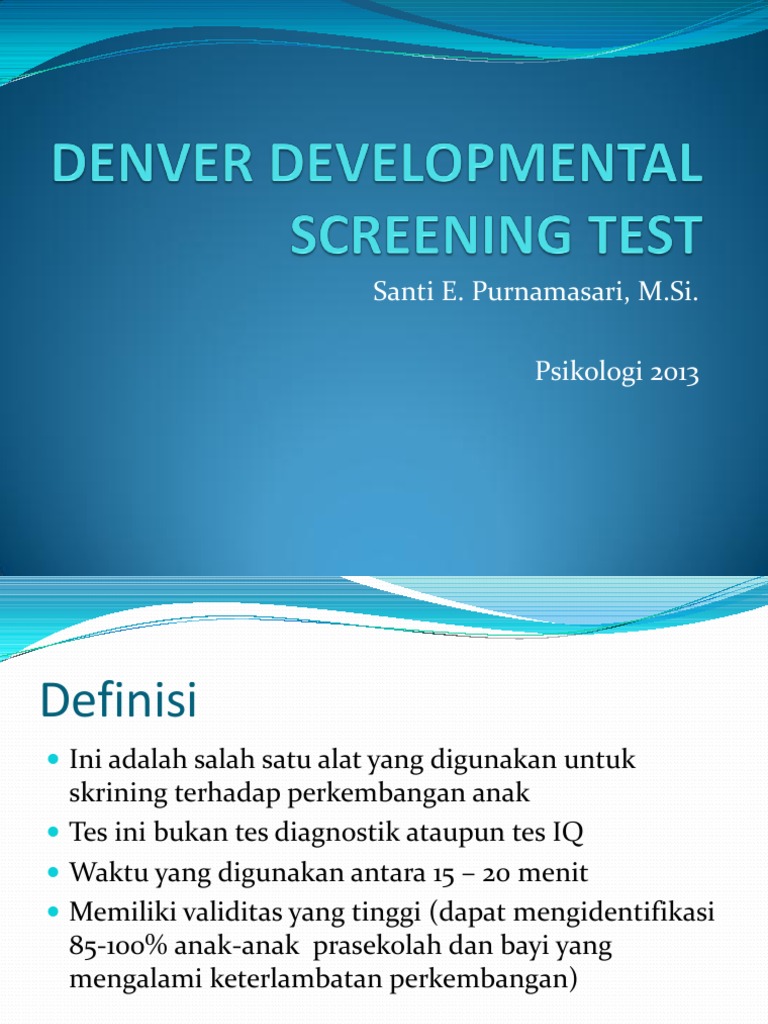 Denver Developmental Screening Test PDF | PDF