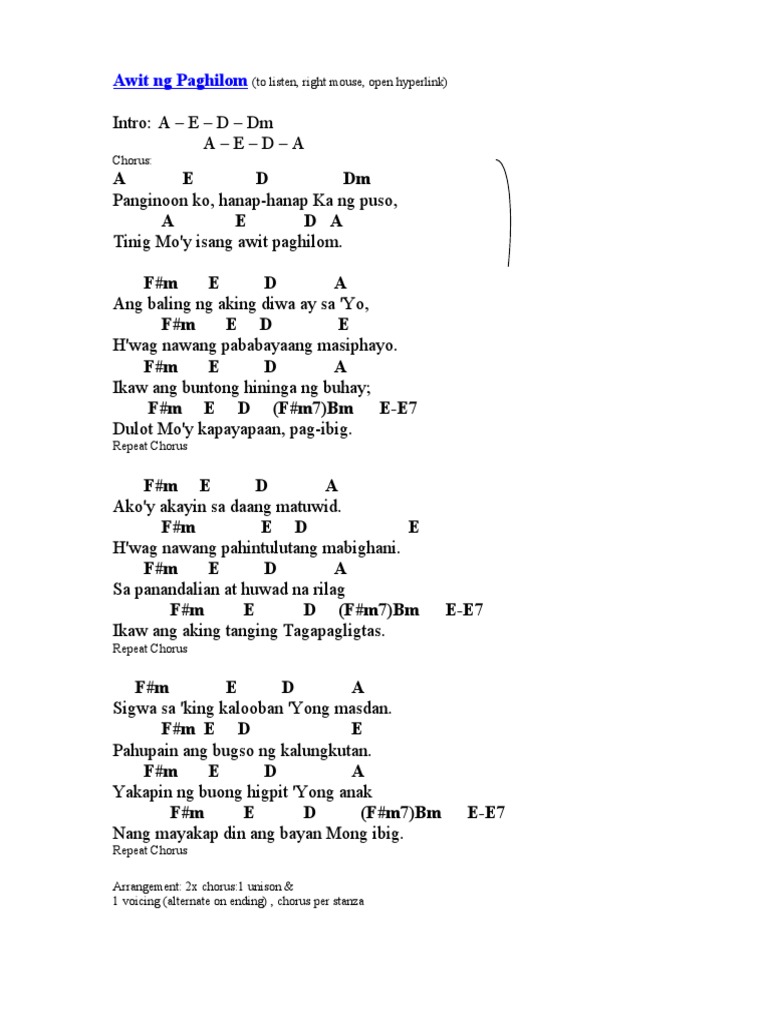Awit NG Paghilom | PDF