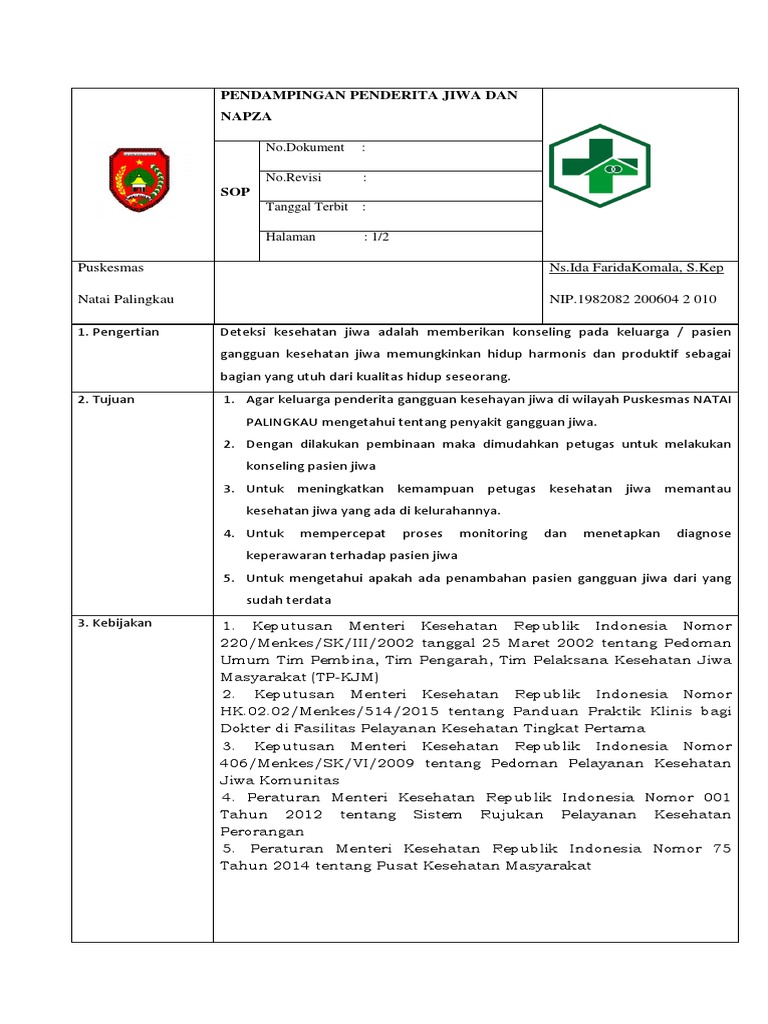 Sop Pendampingan Jiwa Napza | PDF | Pengembangan Diri | Kesehatan Holistik