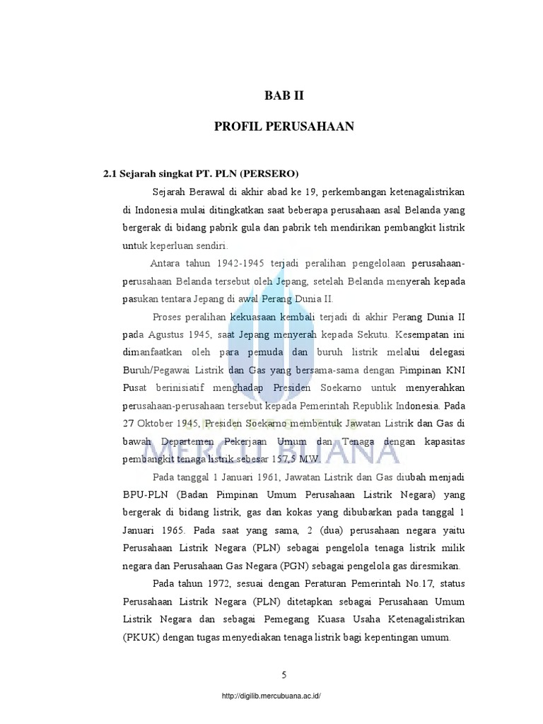 Profil PT PLN Area Cikupa | PDF