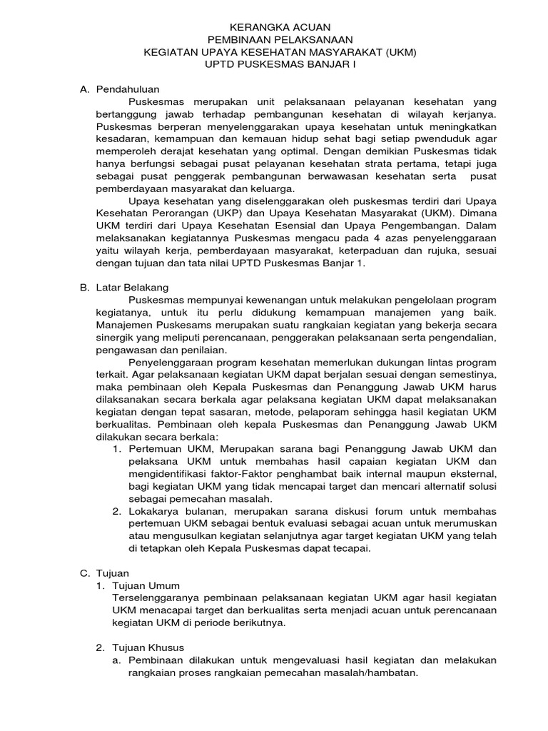 KAK Pembinaan Program UKM | PDF