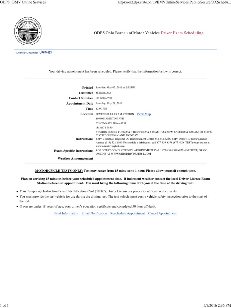 ODPS - BMV Online Services | PDF | Driver's License | Identity Document