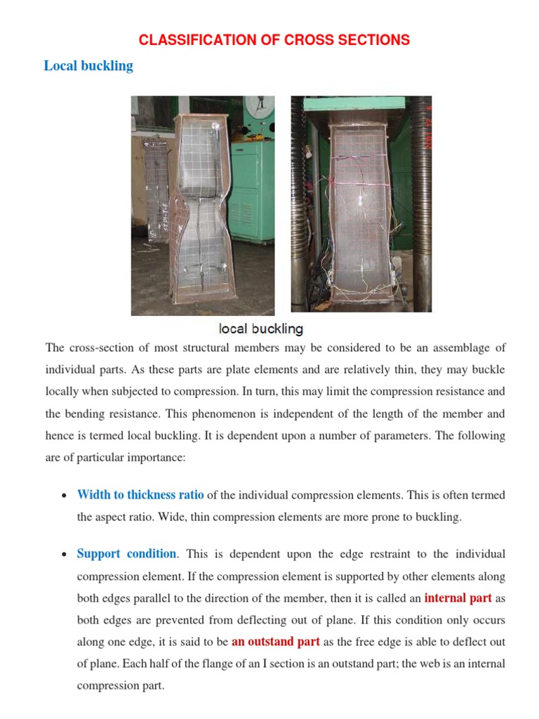 Local Buckling: Classification of Cross Sections | PDF | Buckling | Bending