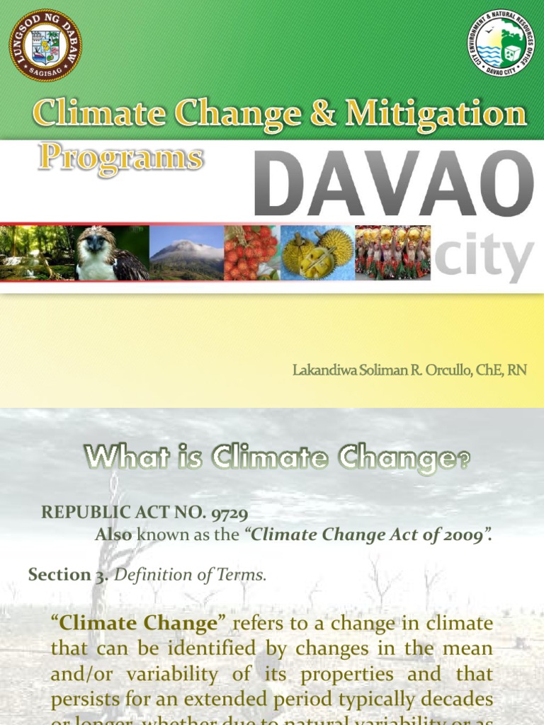 Climate Change and Mitigation Programs in Davao City | PDF | Greenhouse ...