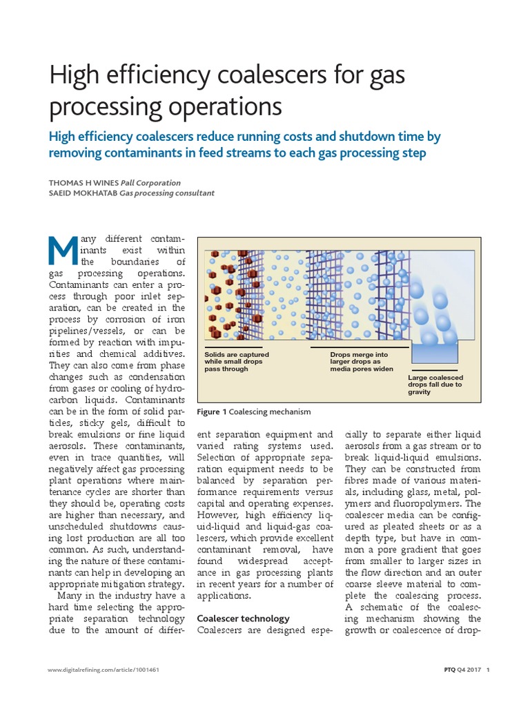 High Efficiency Coalescers in Gas Processing | PDF | Natural Gas ...