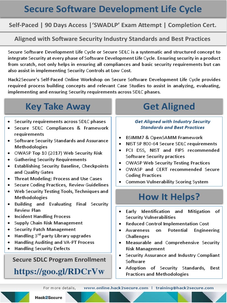 Secure SDLC Workshop - SelfPaced Online Training Program | PDF | Computer Security | Security