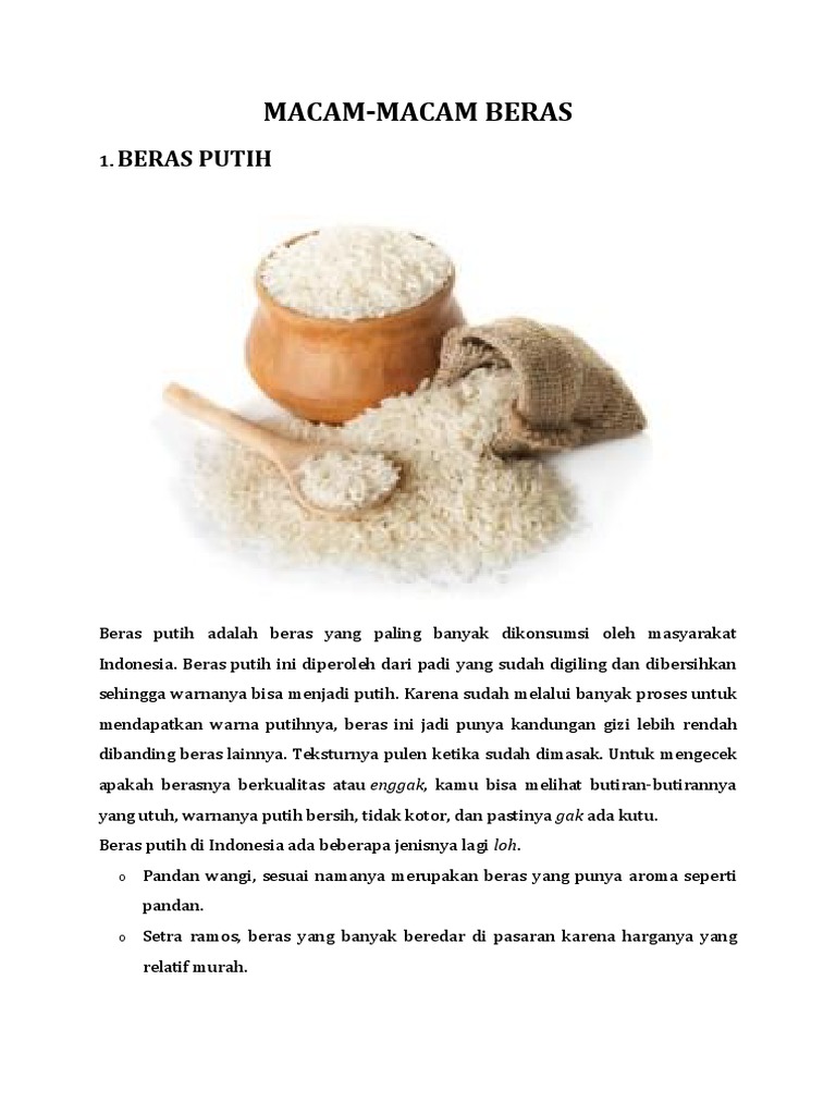 MACAM Beras | PDF