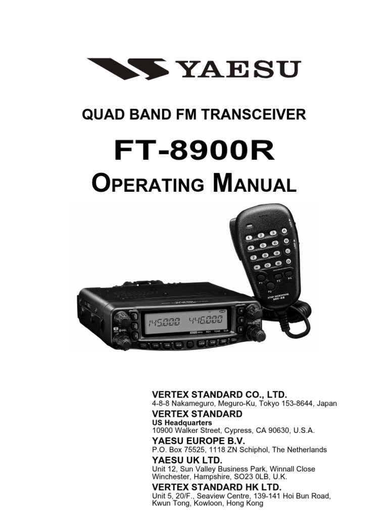 Yaesu FT-8900R Operating Manual | PDF | Coaxial Cable | Antenna (Radio)