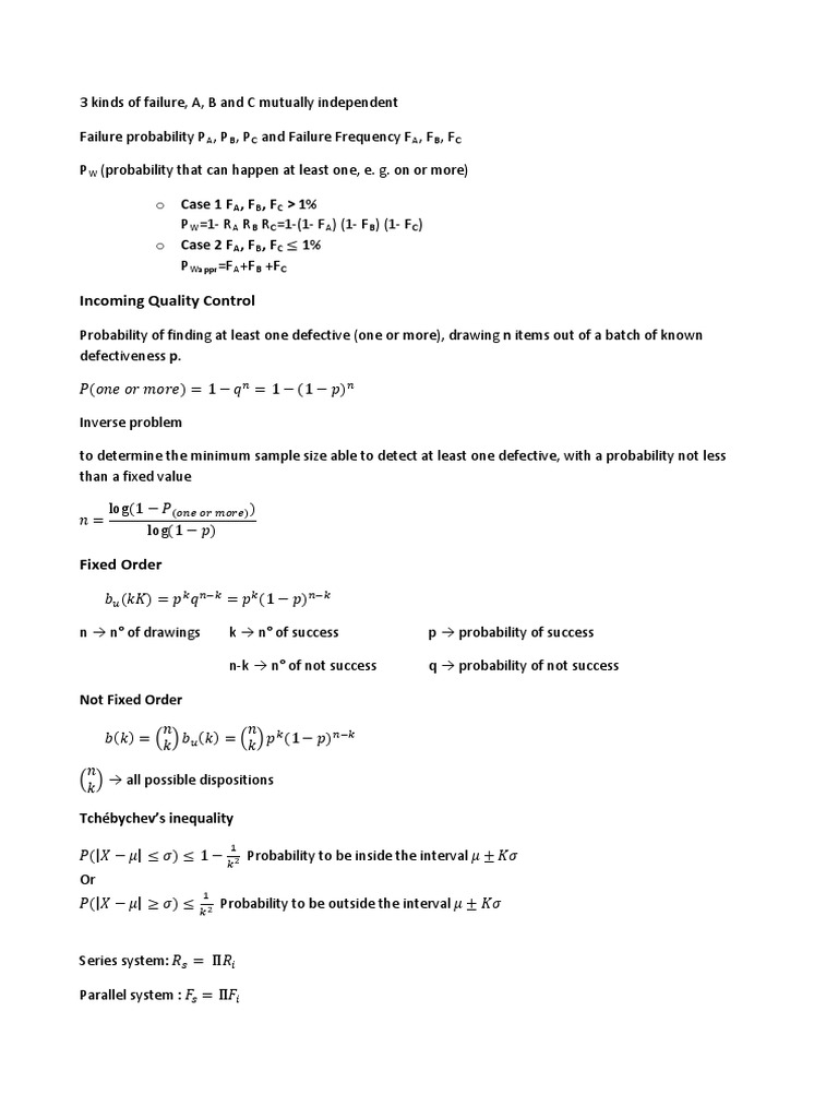 Quality Control and Failure Probability | PDF | Sample Size ...