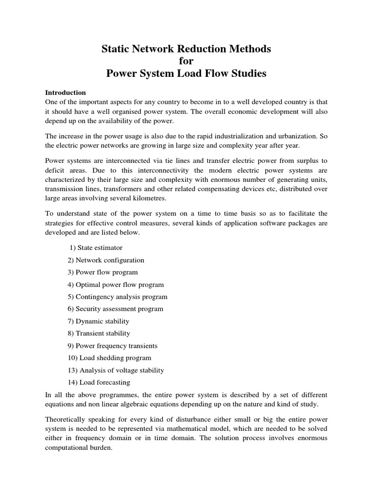 Power System Equivalents | PDF | Electric Power System | Electrical ...