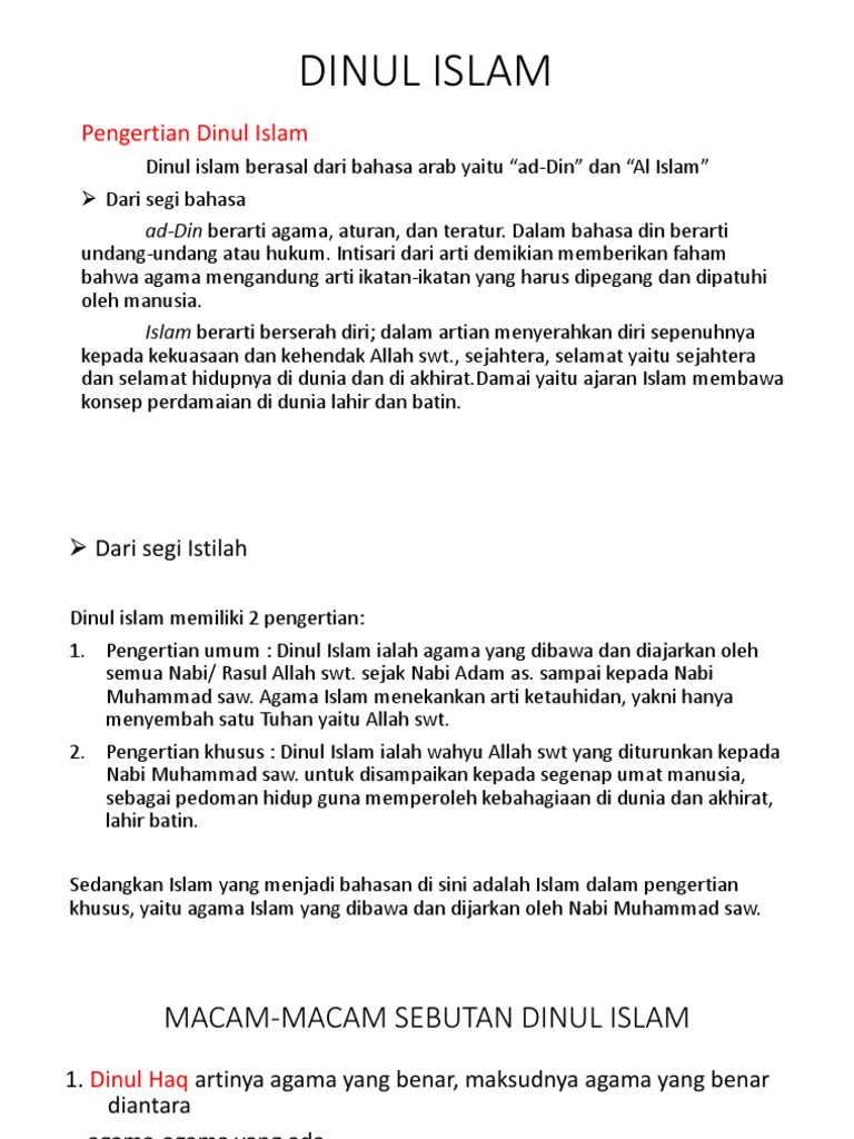 Dinul Islam | PDF | Agama & Spiritualitas