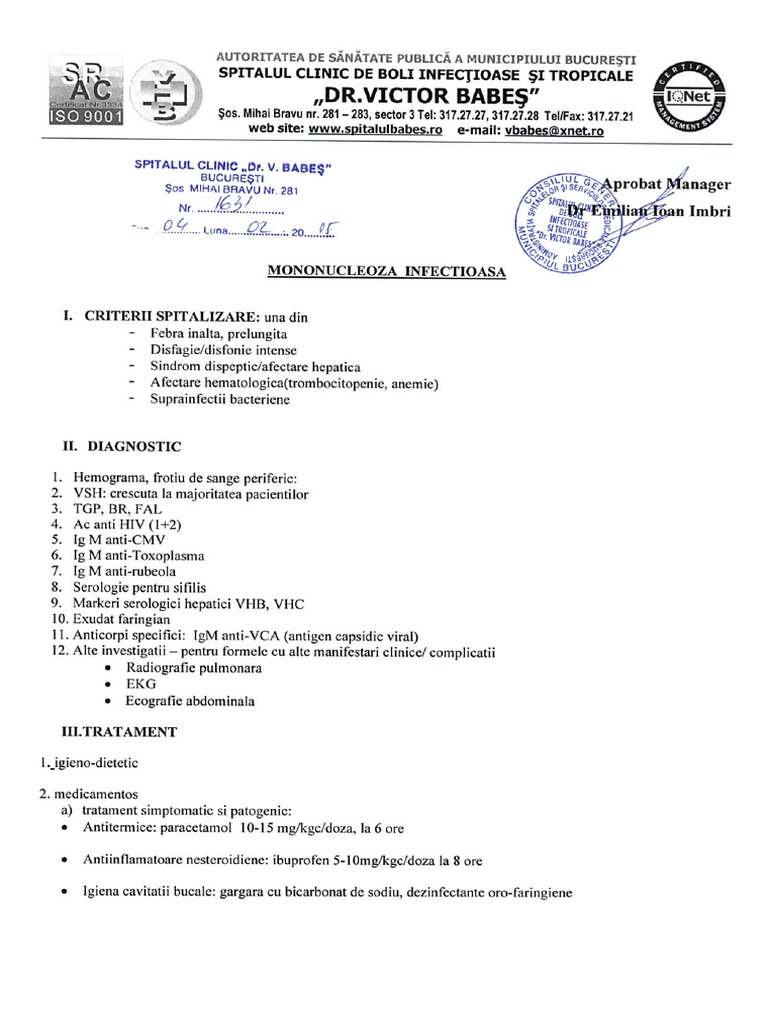 Mononucleoza Infectioasa | PDF