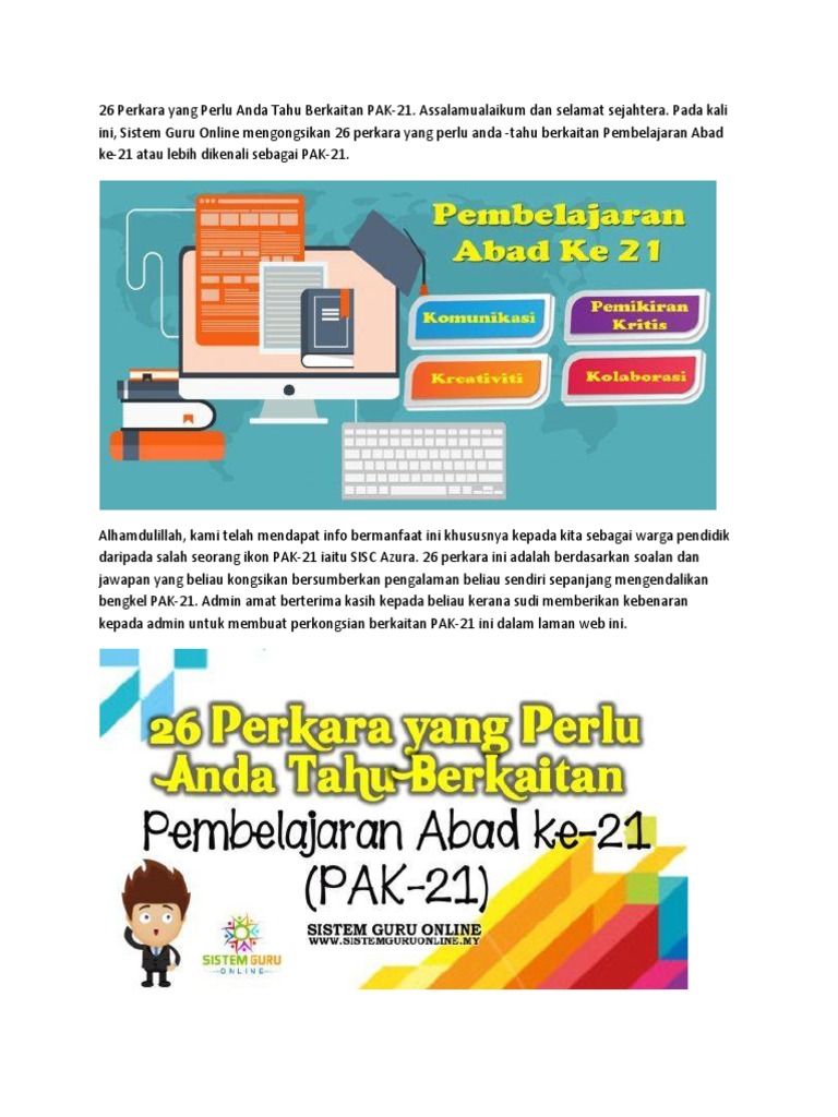 26 Perkara Yang Perlu Anda Tahu Berkaitan PAK | PDF