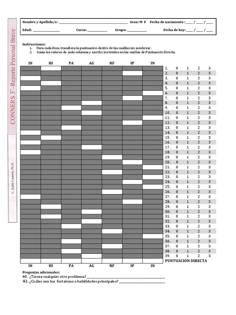 Conners-3 Reporte Personal - Corr | PDF | Deportes | Ocio